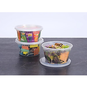 EDI [12 OZ, 25 Sets] Plastic Deli Food Storage Containers with Airtight Lids | Microwave-, Freezer-, Dishwasher-Safe | BPA Free | Heavy-Duty | Meal Prep | Leakproof | Recyclable