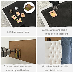 Befurtori Linen Upholstered Queen/Full Headboard, Tufted Button Headboard for Queen/Full Bed, Curved Integrated Design with Tufted Solid Wood Head Board and Luxury Soft Padded, Ivory