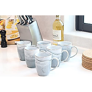 Marble Coffee Mugs Set of 6 Coffee Mug Set of 6 Marble Mug Set of 6 Mug Sets Coffee Tea Milk Cocoa 6 Pack Gray marble Mug Set with Gift Box