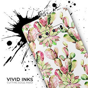 DesignSkinz Watercolor Cactus Succulent Bloom V2 Protective Vinyl Decal Wrap Skin Cover Compatible with The Samsung Galaxy S20 (Screen Trim & Back Glass Skin)