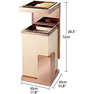 Trash Bin Trash Can Wastebasket Ashtray Garbage Bin 12L Luxury Stainless Steel Trash Can Marble Waste Bin With Ashtray Hotel Lobby Vertical Outdoor Large Garbage Bin Garbage Can Waste Bin ( Color : On