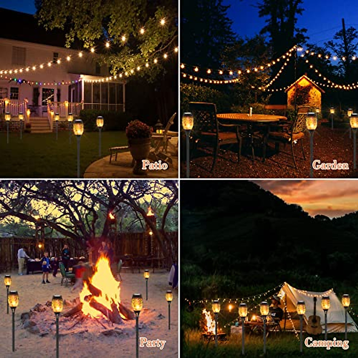 DIKAIDA 10Pack Solar Torch Light Flickering Flame,Solar Outdoor Light IP65 Waterproof, Christmas Decorations Upgraded Solar Powered Pathway Lights Landscape Lanterns Auto On/Off for Garden,Patio,Yard