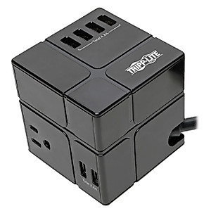 Tripp Lite Safe-IT Cube Surge Protector & Charging, 3-Outlets, 6-USB Ports, 8ft / 2.4M Cord, 50,000 Insurance & Limited Life Manufacturer's Warranty (TLP368CUBEUAM)