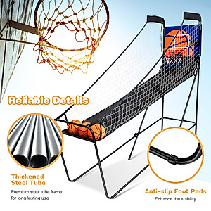 Giantex Foldable Electronic Arcade Basketball Game, with Electronic Scorer, Buzzer, 3 Basketballs, Pump, Indoor Single Shot Basketball Game for Adults, Kids