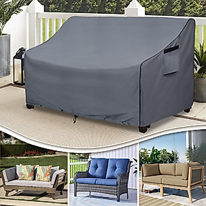 Dalema Outdoor 2-Seater Loveseat Cover,600D Heavy Duty 100% Waterproof Patio Sofa Cover,Furniture Covers for Sofa and Loveseat,76W x 32.5D x 33H Inches,Grey.