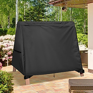 skyfiree Outdoor Patio Swing Cover 420D Waterproof A Frame Porch Swing Cover UV Resistant Weather Protector for Outdoor Courtyard Patio Swing Furniture 71.6x54.7x66.9 Inch (Black)