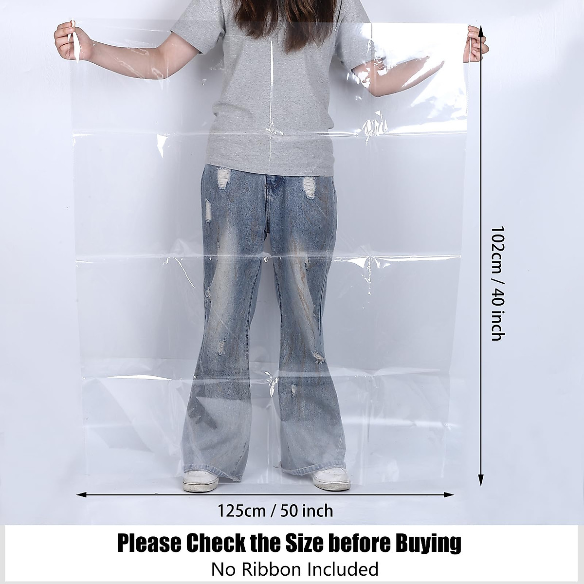 6PCS Extra Large Cellophane Bags 40x50 Inch Clear Cellophane Gift Bags Cellophane Wrap For Gift Baskets 2.5 Mil Thick