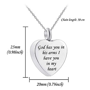 weikui God has You in his arms with Angel Wing Charm Cremation Ashes Jewelry Keepsake Memorial Urn Necklace with Birthstone Crystal (December)