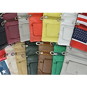 Soft Leather Purse Organizer Shoulder Bag 4 Pocket Micro Handbag Travel Wallet (Beige)