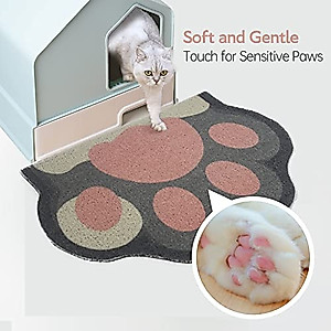 Rarenut Cute Cat Litter Trapping Mat 24”x16”, Traps Mess from Litter Box and Pet Food Bowl, Soft on Kitty Paws, Easy Clean, Anti Slip, Pet Accessories, Door Floor mats - Black paw