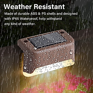 PSORLK Solar Deck Lights Outdoor, 16 Pack Solar Step Lights Waterproof LED Solar Powered Outside Patio Lights Decor Lighting for Fence Post,Wall,Railing,Yard,Step,Stairs,Deck and Pathway (Warm White)