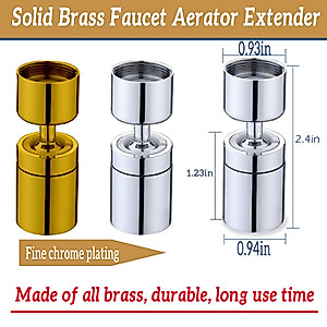 SNUTUYA Brass Swivel Faucet Aerator, Dual-function Sink Aerator ，Extra Big large Angle Rotary Faucet Aerator, 360 Degree Swivel Faucet Extender for Kitchen 55/64 inch Female Thread,Splash-Proof