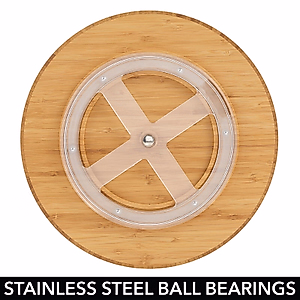 mDesign Bamboo Wood Lazy Susan Turntable Food Storage Container for Cabinets, Pantry, Refrigerator, Countertop, Spinning Organizer for Spices, Condiments - 11.5" Round - Echo Collection - Natural