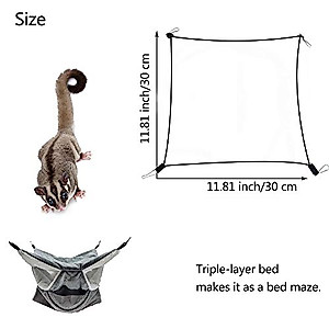 Oncpcare Small Pet Cage Hammock, Triple-Layer Sugar Glider Hammock, Hamster Cage Accessories Bedding Cozy Small Animals Bed for Chinchilla Parrot Sugar Glider Ferrets Rat Hamster Rat Playing Sleeping