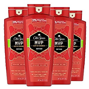 Old Spice Men's Body Wash, MVP Scent, 21 oz, Pack of 4
