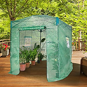 VEVOR Pop Up Greenhouse, 8 x 6 x 7.5 ft Pop-up Green House, Set Up in Minutes, High Strength PE Cover with Doors & Windows and Powder-Coated Steel Frame, Suitable for Planting and Storage, Green