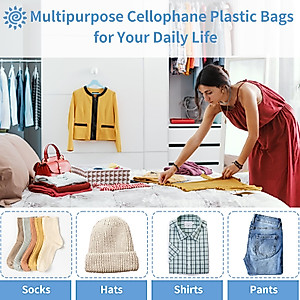 COIDEA 100 Pcs T Shirt Bags, 10x14 Inches Clear Poly Bags, Resealable Cellophane Bags, Plastic Bags for Clothes, Decorative Wrappers, Party Favors, Artwork and More