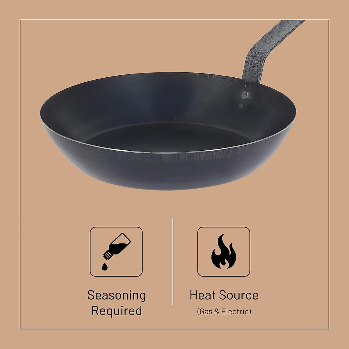 de Buyer LA LYONNAISE Blue Carbon Steel Fry Pan - 14” - Ideal for Browning, Simmering, Searing & Reheating - Naturally Nonstick - Made in France