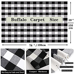 HOYIJA Buffalo Plaid Outdoor Rug 5 'x 7' Black and White Checkered Rug,Cotton Hand-Woven Indoor or Outdoor Check Large Area Rugs, Washable Rugs for Living Rooms/Dining Room/Bedroom/Farmhouse (5＇×7＇)
