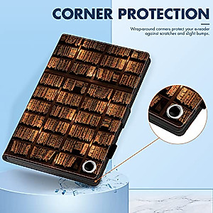 Dteck Case Fits for (8") Kindle Fire HD 8 Tablet (Previous 8th/7th/6th Generation, 2018/2017/2016 Release) - Shockproof Protective Leather Case with Hand Strap, Smart Stand Magnetic Cover (Bookshelf)