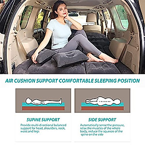 Car Inflatable Mattress with Pump, Portable SUV Air Bed for Camping, Home, Travel, Hiking, Full Size Blow Up Sleeping Pad with 2 Pillows, Extended Back Seat Airbed for Truck, RV, Upgraded (Black)