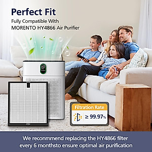 HY4866 Filters Compatible with MORENTO HY4866, WESTHEY HY4866, YIOU M1 Air Purifi-er, 3-in-1 H13 Ture HEPA Replacement Filters (Includes4 Pack Pre-filter) Enhanced Version HY4866 Replacement Filter
