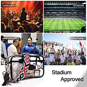 Clear Fanny Bag Stadium Approved for Women with Wide Shoulder Strap, PVC Transparent Crossbody Purse Fanny Pack Small Chest Bag Daypack for Lady, Girls Bum Bag for Shopping Hiking Travel(Black)