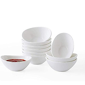 TAMAYKIM 2.5 oz White Porcelain Dipping Bowls Set of 10, Sauce Bowls/Dishes for Soy Sauce, Ketchup, BBQ Sauce or Seasoning