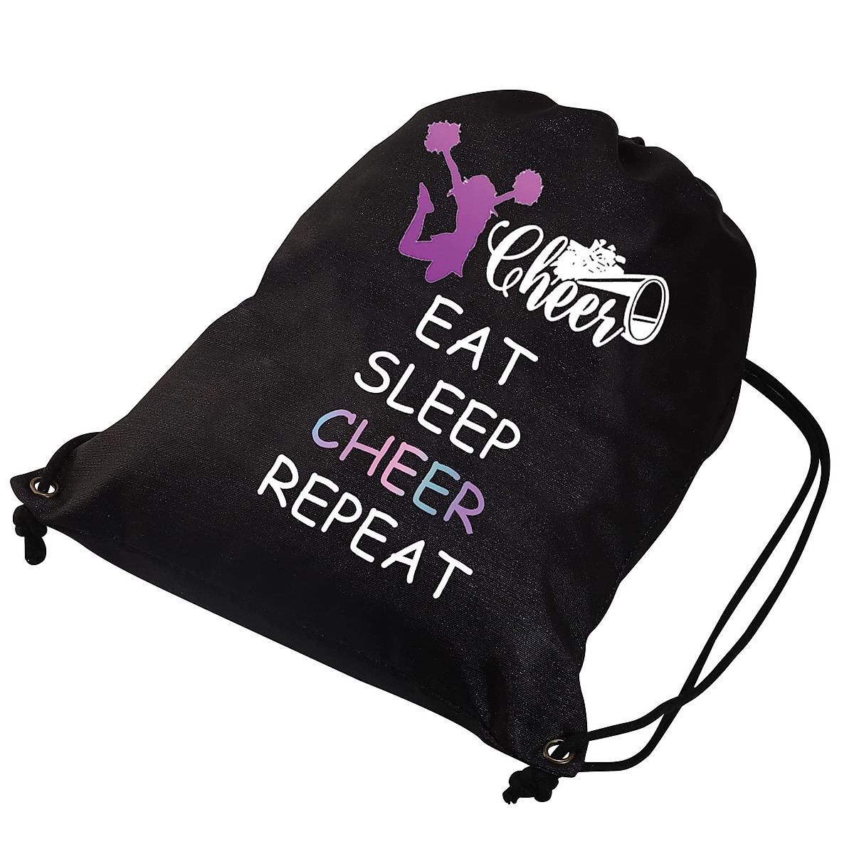 JYTAPP Cheer Drawstring Bag for Cheerleading Gifts Eat Sleep Cheer Gym Bag Cheer Team Gifts Cheerleading Practice Bag for Cheerleaders (black)