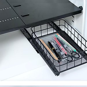 Adjustable Locker Shelf Organizer with Locker Drawer - Locker Organizer Drawers - Metal Locker with Sliding Drawers Cabinet Sliding Basket - Under Cabinet Drawer Perfect for Gym, School, Work (METAL)