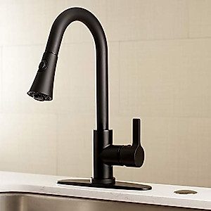 Kingston Brass LS8720CTL Continental Single-Handle Pull-Down Kitchen Faucet, Matte Black