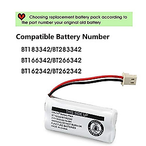 Kruta BT183342/BT283342 BT162342/BT262342 Cordless Phone Battery, Compatible with AT&T VTech Cordless Phone Batteries BT183342/BT283342 BT162342/BT262342 CS6709 CS6609 CS6409 BL102-3 (Pack of 4)