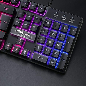BAKTH Multiple Color Rainbow LED Backlit Mechanical Feeling USB Wired Gaming Keyboard and Mouse Combo for Working or Game
