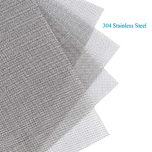 4PACK Stainless Steel Woven Wire Mesh Never Rust, Air Vent Mesh 11.8"X8.2"(300X 210mm), Hard and Heat Resisting Screen, 1mm Hole 20 Mesh Easy to Cut by Valchoose