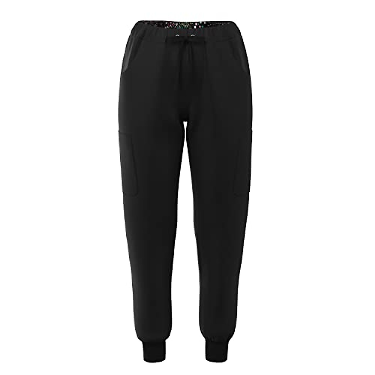 Stretch Rib Scrubs Jogger Pants - Pandamed Women Full Elastic Waistband Jogger Pants Drawstring Nursing Uniforms Pants PSP740 Black M