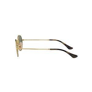 Ray-Ban RB3547N Oval Flat Lens Sunglasses, Gold/G-15 Green, 51 mm