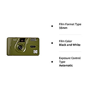 Kodak M35 35mm Film Camera, Reusable, Focus Free, Easy to use, Build in Flash and Compatible with 35mm Color Negative or B&W Film (Film and Battery NOT Included) (Olive Green)
