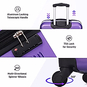 Merax Luggage Sets of 2 Piece Carry on Suitcase Airline Approved,20/24 IN Hard Case Expandable Spinner Wheels (Purple)