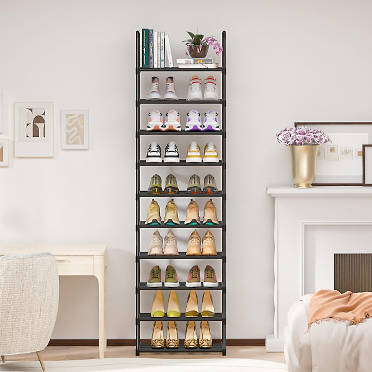 OYREL Shoe Rack, Sturdy Metal Shoe Rack Organizer,Narrow Shoe Rack,Shoe Racks for Closets,Shoes Rack,Shoe Stand,Shoe Shelf