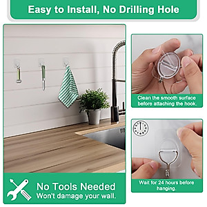 Tooackl 20pcs Adhesive Hooks 13lb(Max) Heavy Duty Sticky Hooks for Hanging Wall Hangers Without Nails 180° Rotating Seamless Stick on Wall Hooks Bathroom Kitchen Office Outdoors.