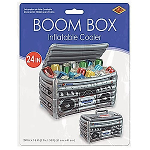 Beistle 16" x 24" Inflatable Boom Box Drink Beverage Cooler for Summer Beach 80's Theme Retro 1980's Party Decorations, Holds Approx. 48 12-Ounce Cans