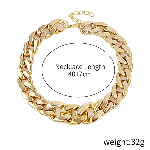 Wiwpar Chunky Choker Necklace Gold Cuban Link Chain Necklace Punk Paperclip Chain Choker Necklace for Women Girls (Style 1)