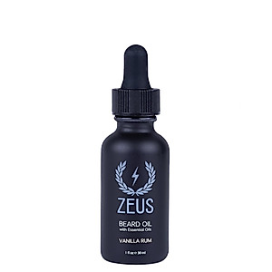 ZEUS Natural Beard Oil, Premium Conditioning Beard Oil to Soften Beard & Mustache – MADE IN USA (Vanilla Rum) 1 oz.