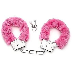JORCEDI Wrist Plush Fluffy Handcuffs Bracelet Soft Plush Cuffs Fun Party Favor, Stage Or Costume Prop (Pink)