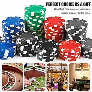 100Pcs Professional Poker Chip with Storage Box, 5 Colors Casino Poker Chips Set, 11.5 Gram Clay Composite Casino Poker Chips for Casino Card Games Texas Holdem Blackjack Gambling (with Clear Box)