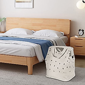 JOMOLA Collapsible Laundry Basket, 78L Large Foldable Laundry Hamper, Canvas Fabric Dirty Clothes Hamper for Laundry with Handles, Waterproof Laundry Baskets for Laundry, Dorm, Family (Beige)