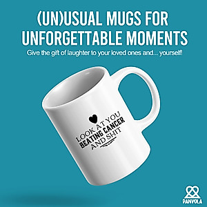 Panvola Look At You Beating Cancer And S Cancer Survivor Awareness Ceramic Coffee Mug Motivational Inspirational Gift (11 oz)