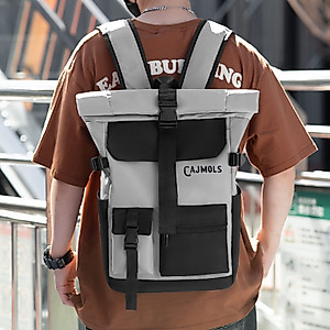 Cajmols School Backpack Waterproof Bookbag College High School Bag For Boys Girls Lightweight Casual Daypack Laptop Backpacks (C- Gray)