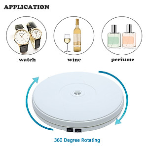 Erfo Motorized Rotating Turntable with LED, 10inch/25cm Diameter Electric Display Turn Stand, 360 Degree Rotation for Showing Jewelry, Watch, Digital Product, Wine, Collectibles (White)