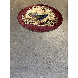 Carpet King Rooster Style Round Sunflower Country Area Rug 256,000 Point Area Rug Burgundy Blue Beige Black Bellagio Swirl Design M09AB (4 Feet X 4 Feet)